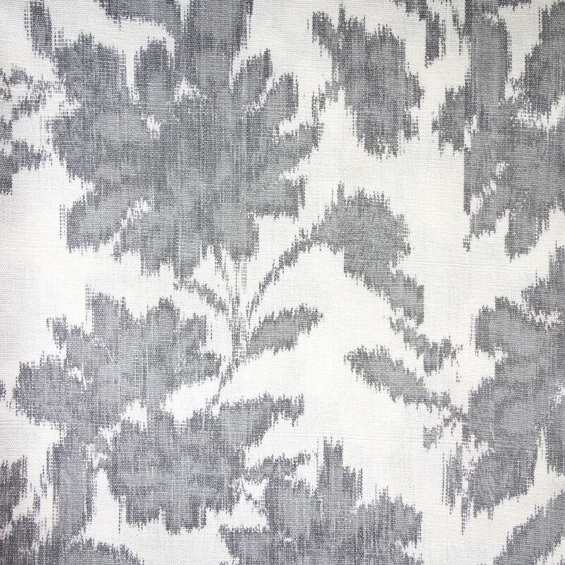 Grey Floral Warped Print Cotton Ikat Fabric | Curtains, Blinds ...
