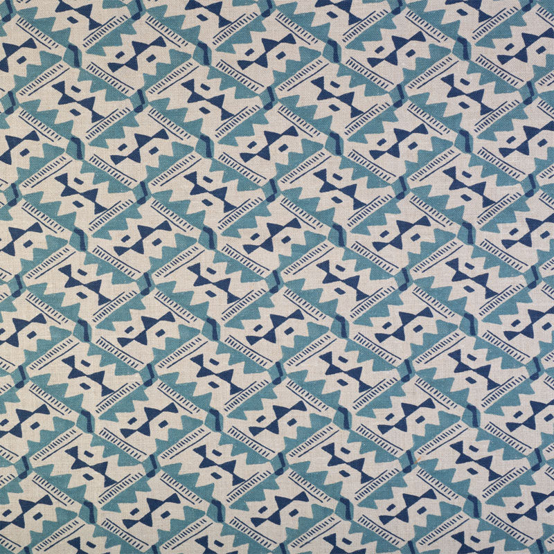 Anna Spiro Safi Linen Fabric - Blue on Blue | No Chintz Textiles